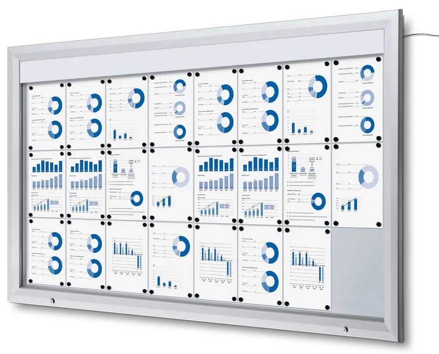 Venkovní LED informační vitrína s topkartou 24 x A4 - typ T, hliník