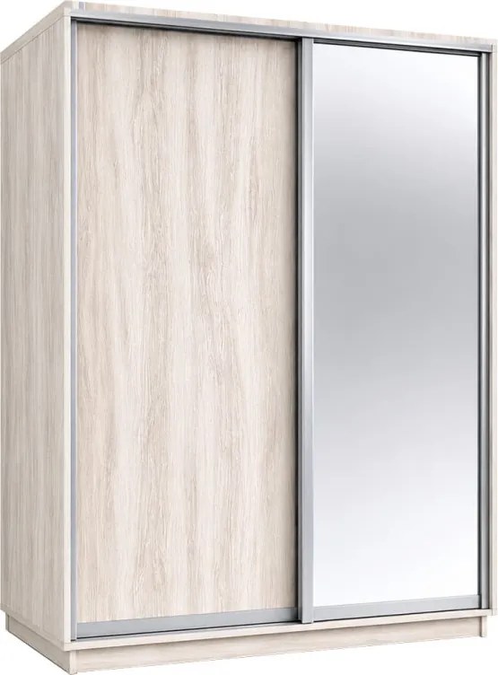 Skříň s posuvnými dveřmi 1800x2400x600 1LTD 1 Zrcadlo Artwood světlý, profil stříbrný