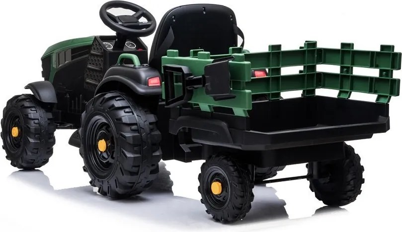LEAN CARS Akumulátorový traktor s přívěsem BDM0925, zelený, vojenský