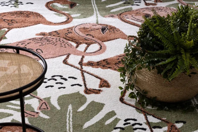Dywany Łuszczów Dětský kusový koberec Fun Flami Flamingos cream - 160x220 cm