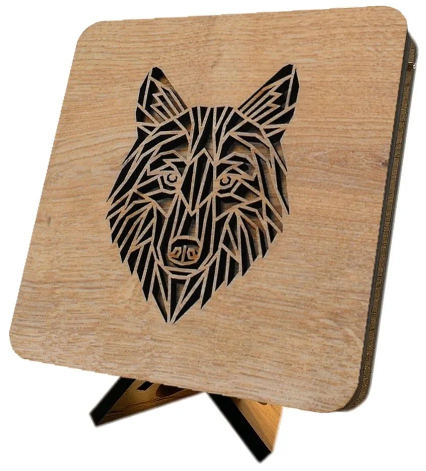Li-Go "Hlava vlka" lampa 19x19cm provedení povrchu: ořech