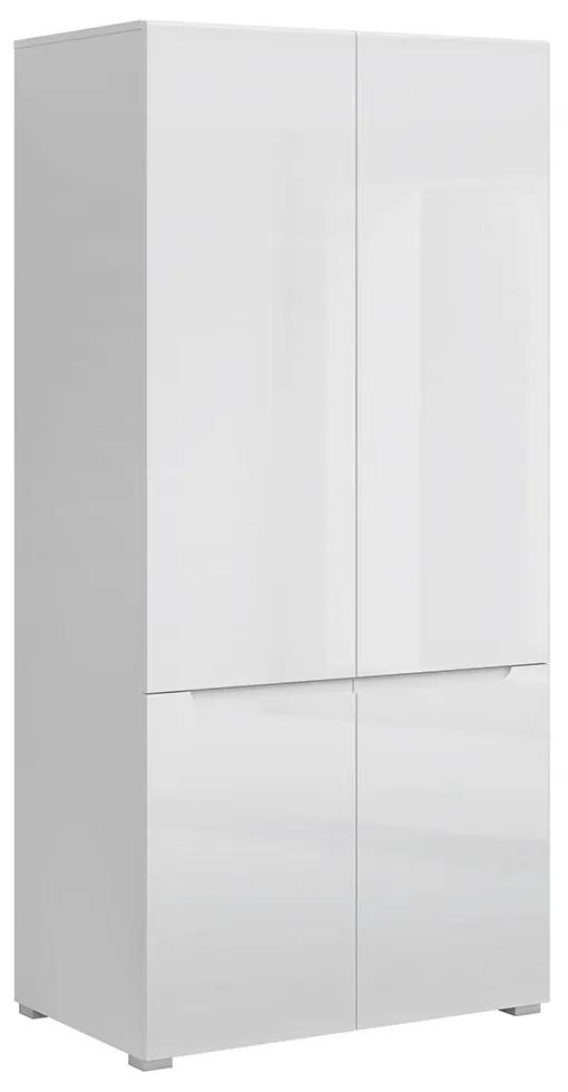 TEMPO Věšáková skříň 4D, bílá/bílý extra vysoký lesk HG, JOLK
