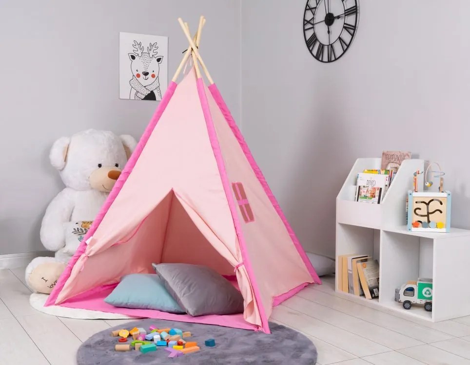 ECOTOYS Indiánský stan teepee, růžový vigvam pro děti 8194P