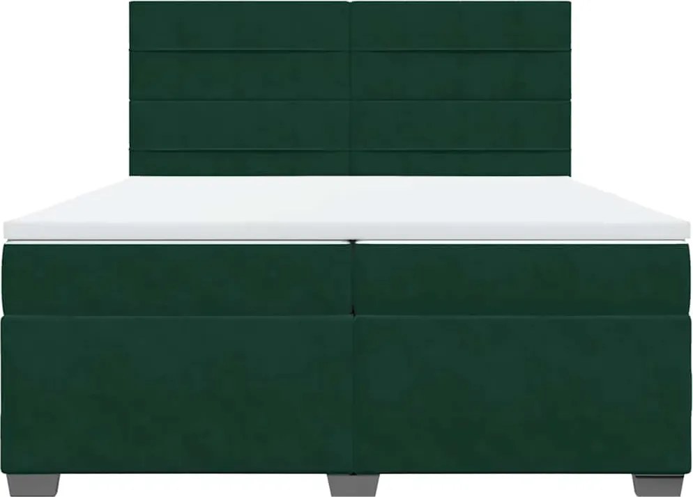 Box spring postel s matrací tmavě zelená 200x200 cm samet 3291005