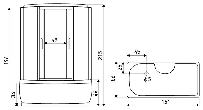 BPS-koupelny Hydromasážní box NV-Xilo 151x86 cm