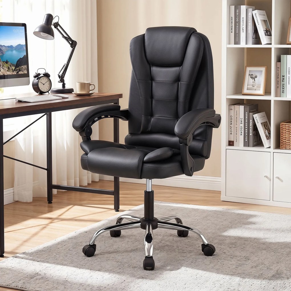 Costway Ergonomická manažerská židle s kolečky, nastavitelnou výškou – černý