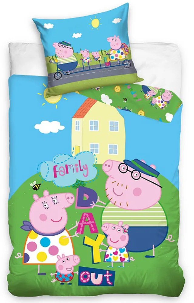 DĚTSKÉ LOŽNÍ POVLEČENÍ PEPPA PIG 100X135 CM, 1 KS 40X60 CM VZOROVANÉ