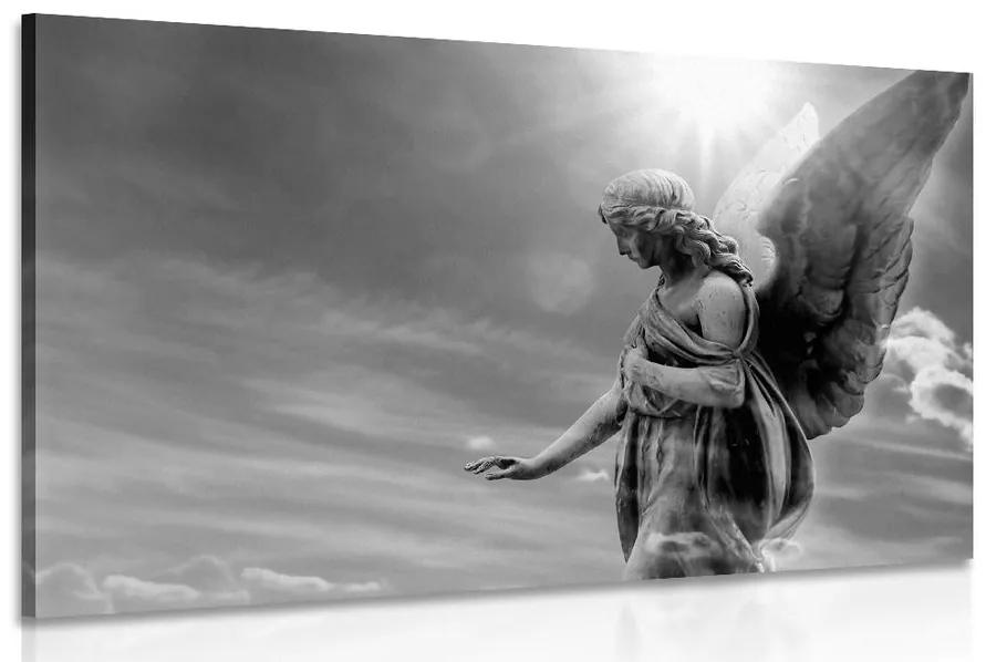 Obraz nádherný černobílý anděl na nebi Varianta: 120x80