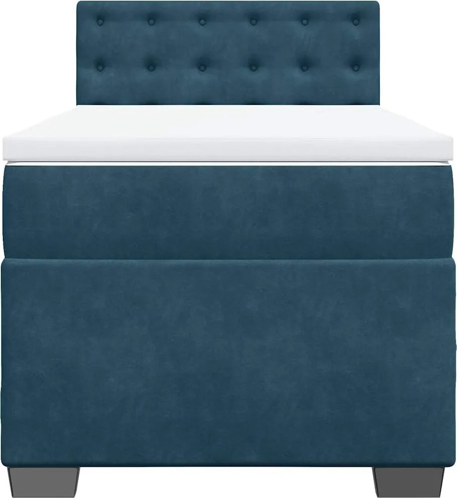 Box spring postel s matrací tmavě modrá 90x190 cm samet 3286190