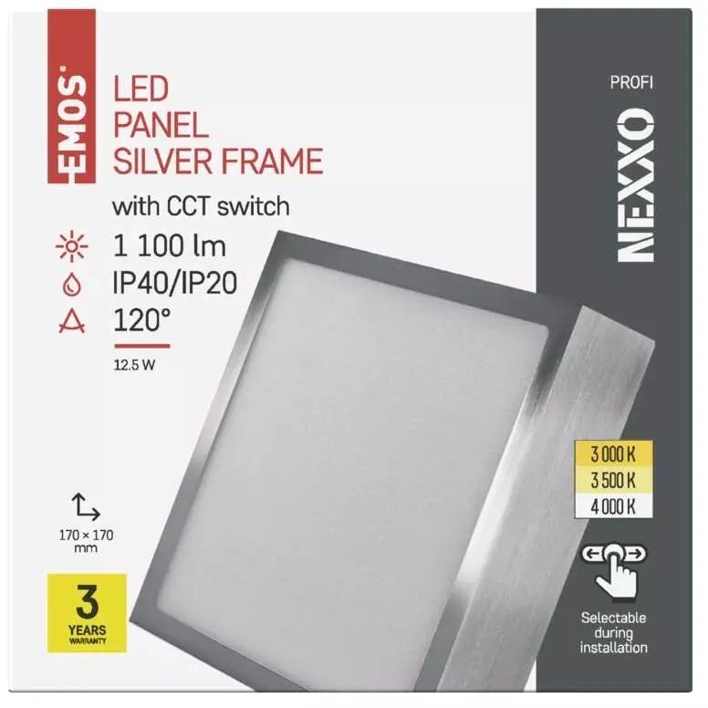 Emos lighting LED přisazený panel NEXXO 17cm, 12,5W, CCT, čtvercový Barva: Černá