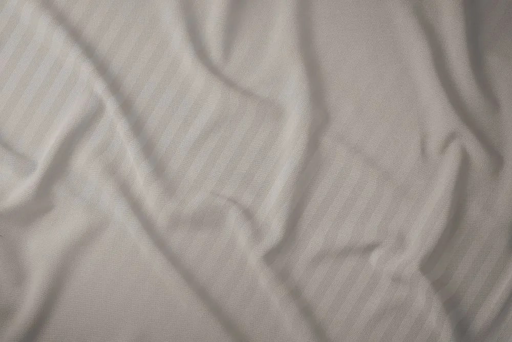 Detexpol Bavlněné povlečení 140x200 béžové jednobarevné pruhované damaškové povlečení 1 cm Pure - VÝPRODEJ