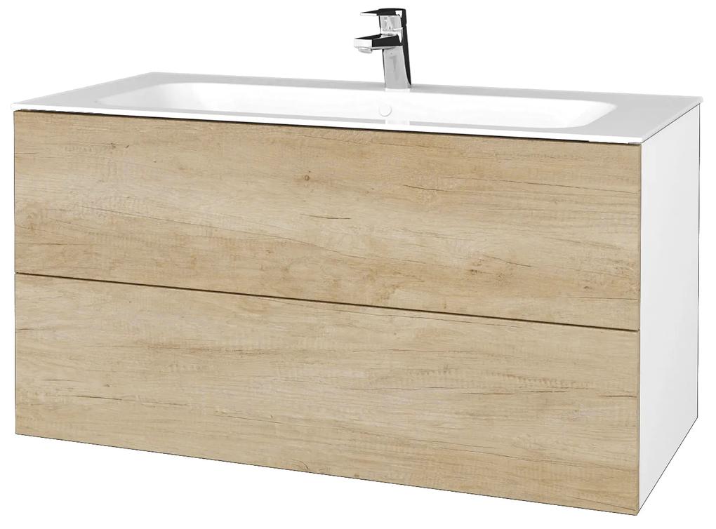 Dřevojas Koupelnová skříň VARIANTE SZZ2 100 Varianta: N01 Bílá lesk / L03 Antracit vysoký lesk