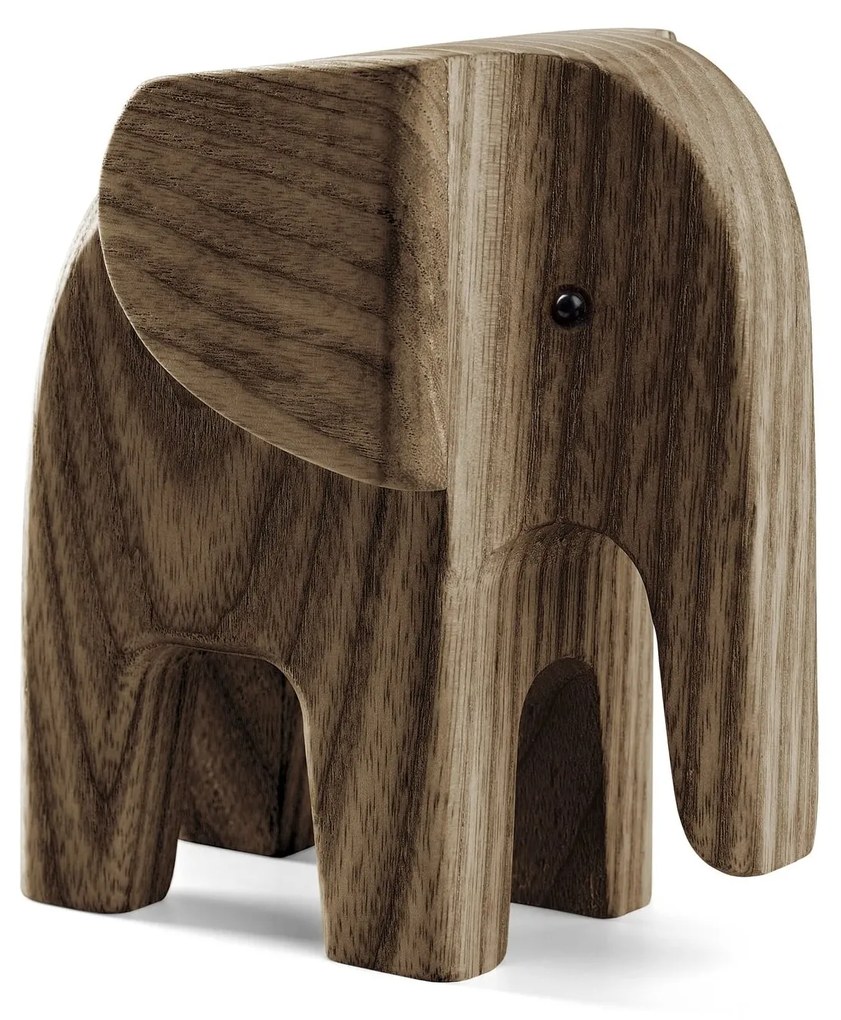 novoform Dřevěný slon Baby Elephant Smoke Stained Ash, hnědá barva, dřevo