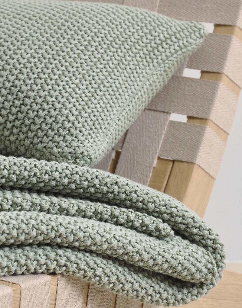 Polštář Nordic Knit z organické bavlny 50 x 50 cm pastelově zelený