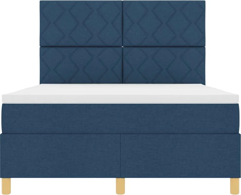 Postel s boxspringem s matrací s čelo Modrá 160 x 200 cm textil 3339713