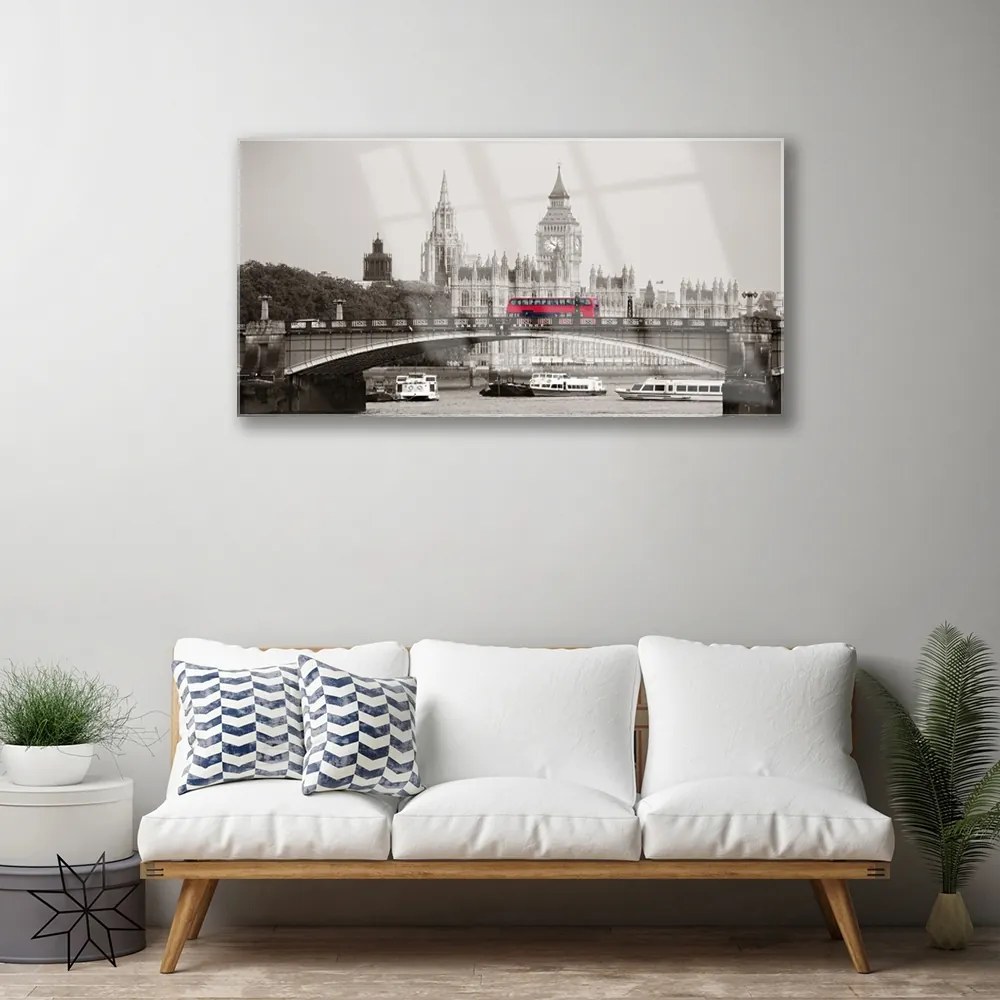 Obraz na skle Most Londýn Big Ben 140x70 cm