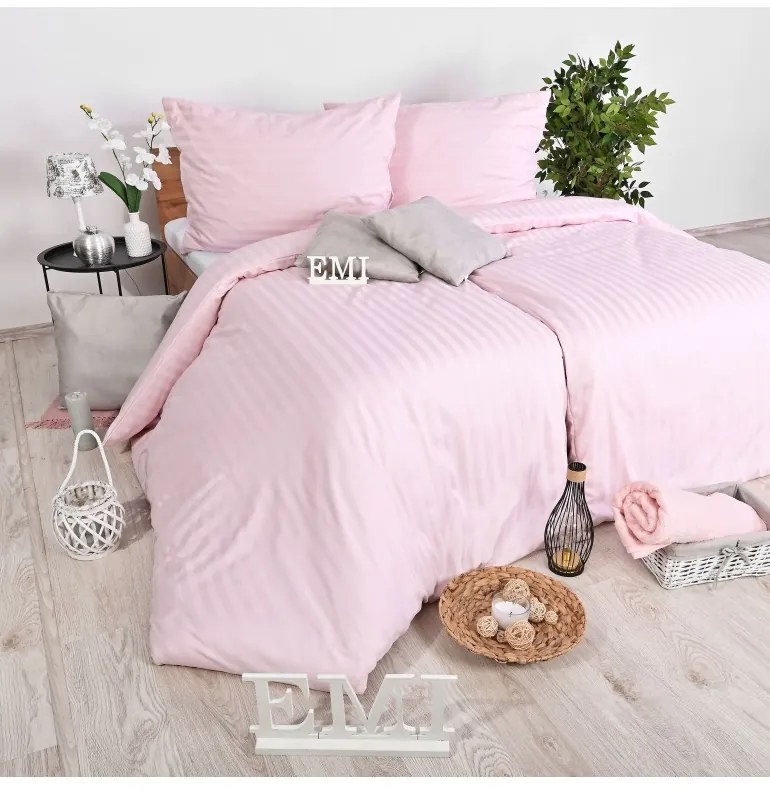 Povlečení damaškové růžové EMI, Standardní set jednolůžko obsahuje 1x 140x200 + 1x 70x90