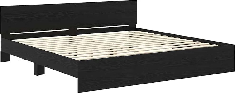 Rám postele s LED pásky Černý dub 200 x 200 cm Kompozitní dřevo 3403603