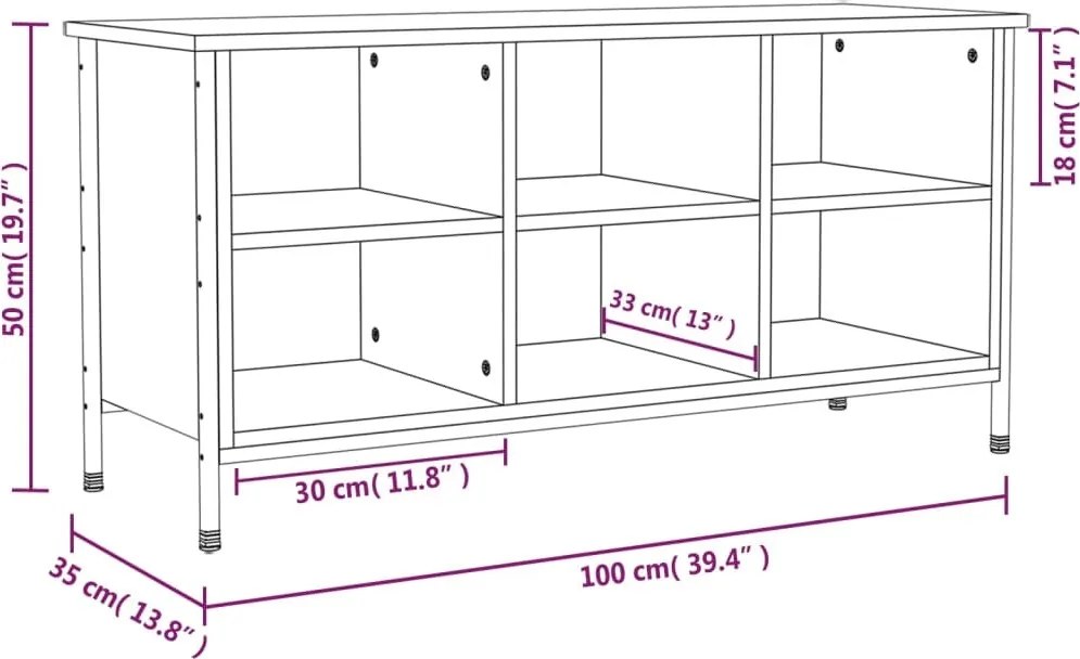 vidaXL Botník 100 x 35 x 50 cm kompozitní dřevo [831838] Barva: dub sonoma