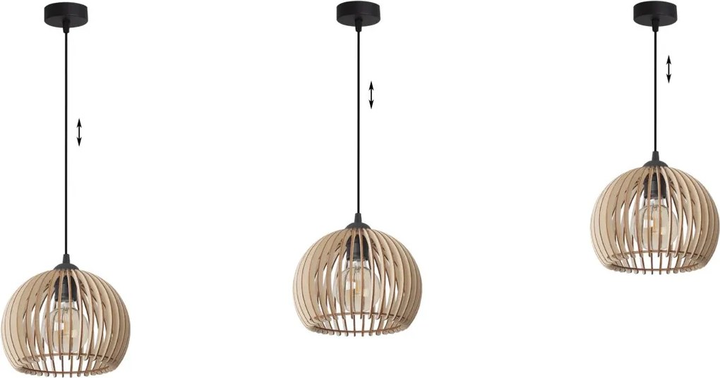 Závěsné svítidlo Timber 6, 1x dřevěné stínítko, (fi 21 cm)