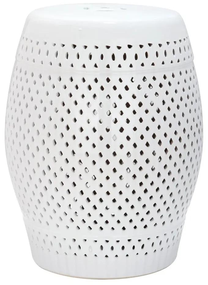 Bílý keramický stolek vhodný do exteriéru Safavieh Diamond, ø 35 cm