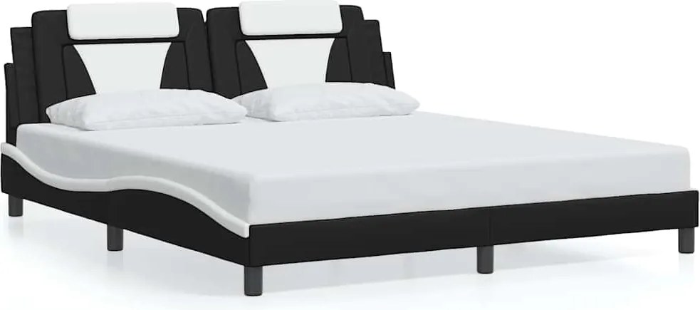 Rám postele Viana bez matrace černý a bílý 180 x 200 cm umělá kůže 3208115