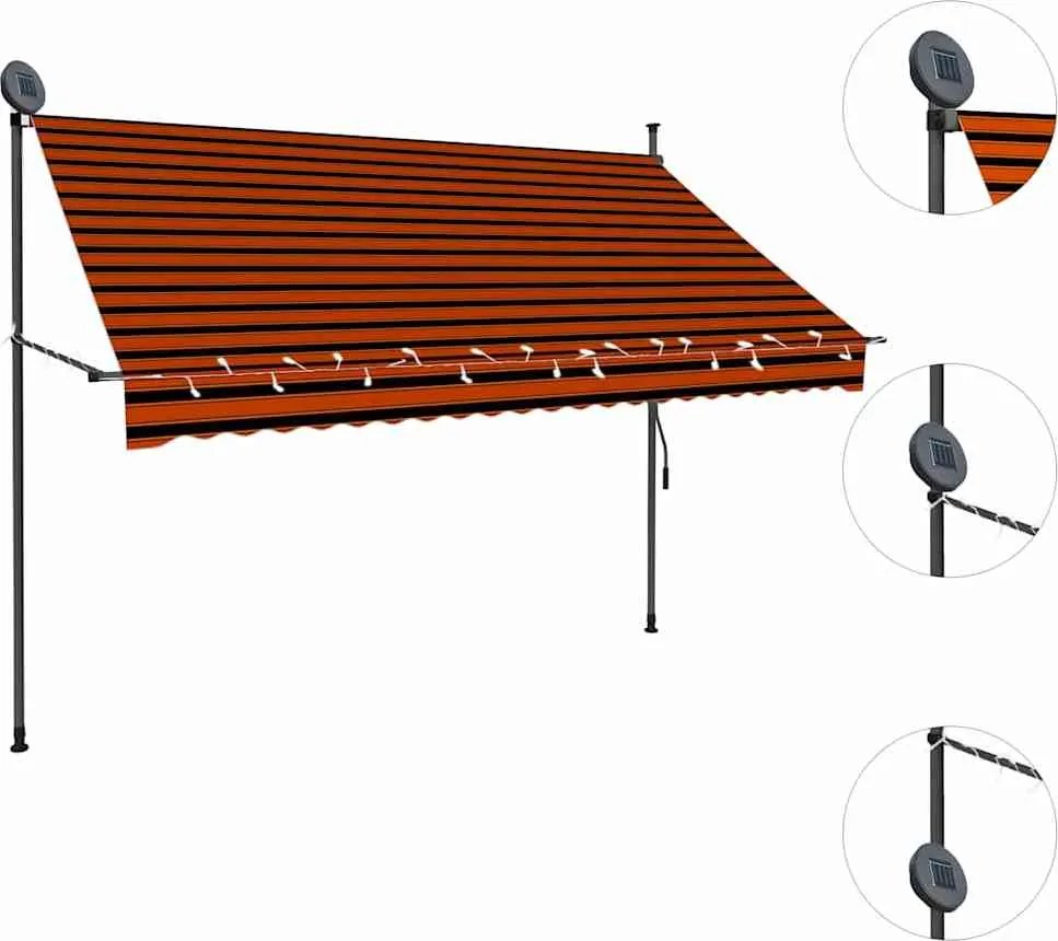 vidaXL Ručně zatahovací markýza s LED světlem 250 cm bílo [145865] Barva: Žluto-bílá