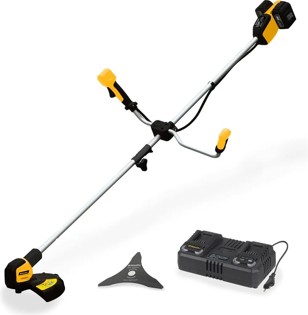 Riwall PRO RABC 2620i 2x20V SET - akumulátorový křovinořez (s 2x4,0 Ah akumulátory + duální rychlonabíječkou 4,5 A)