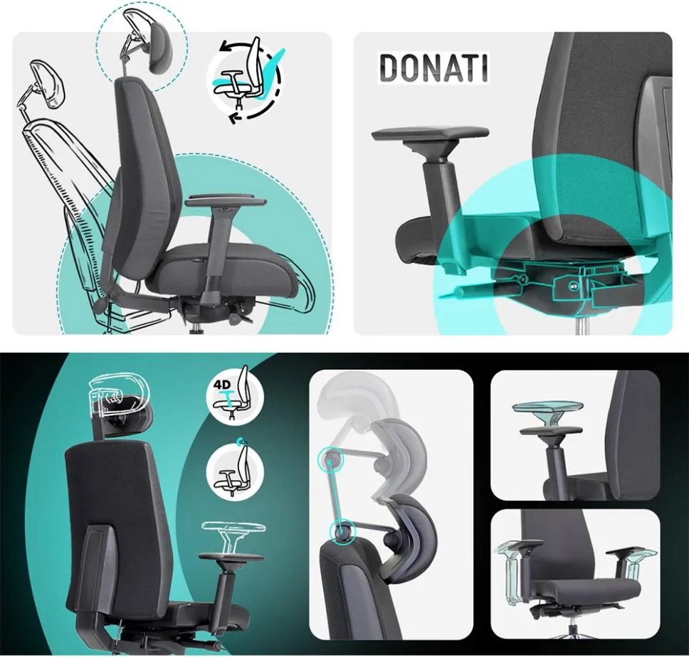 Ergonomická kancelářská židle MOSH Elite T3 Pro černá