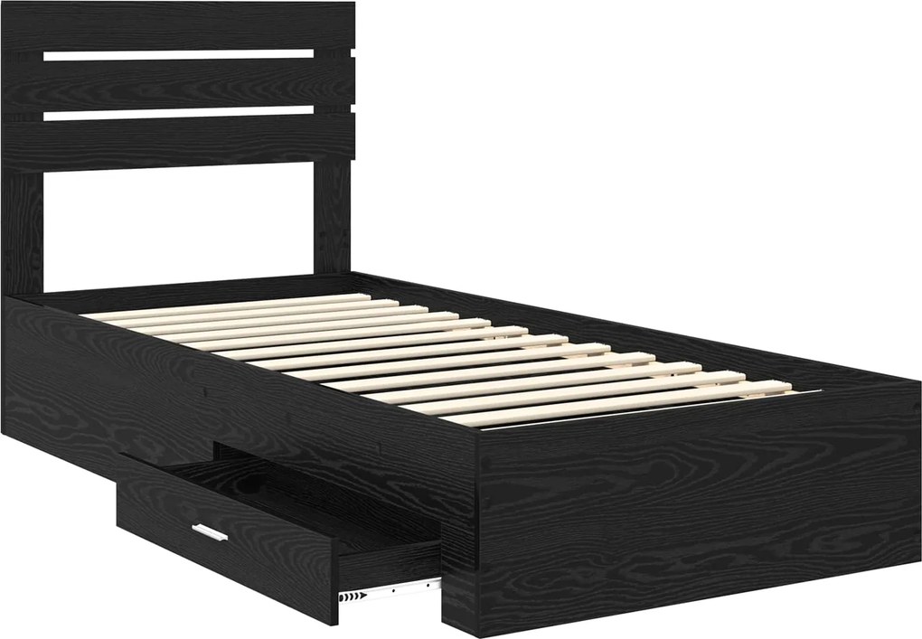 Rám postele se zásuvkou Černý dub 90 x 200 cm Kompozitní dřevo 3411684