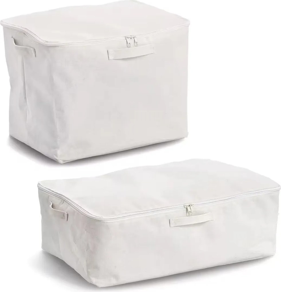 Zeller Present Úložný textilní box se zipem na uložení textilu CREAM, 60 × 39 × 18 cm