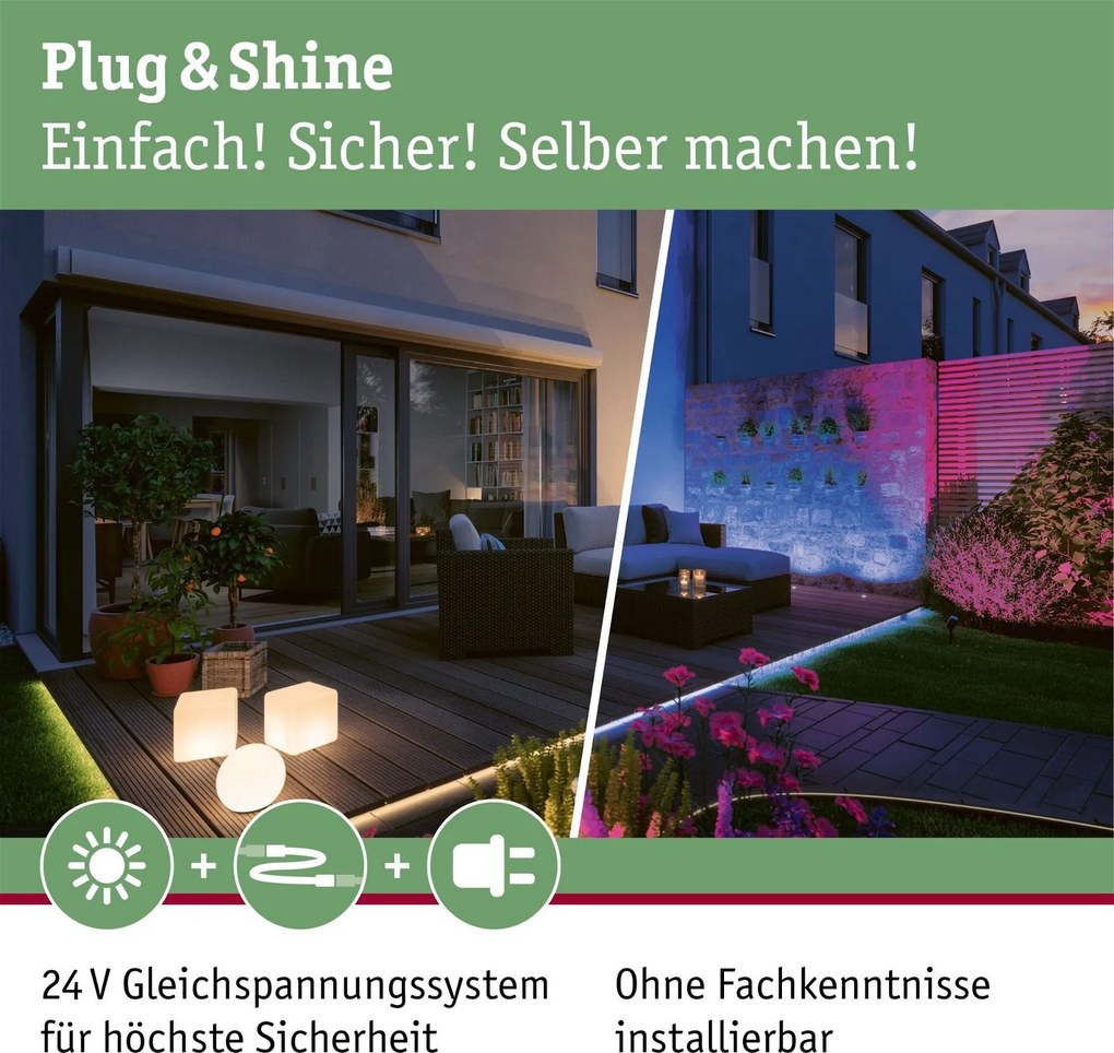 P 94849 Plug & Shine LED bodové zahradní světlo Smart Home Zigbee Shira IP65 RGBW+ 6,5W antracit - PAULMANN