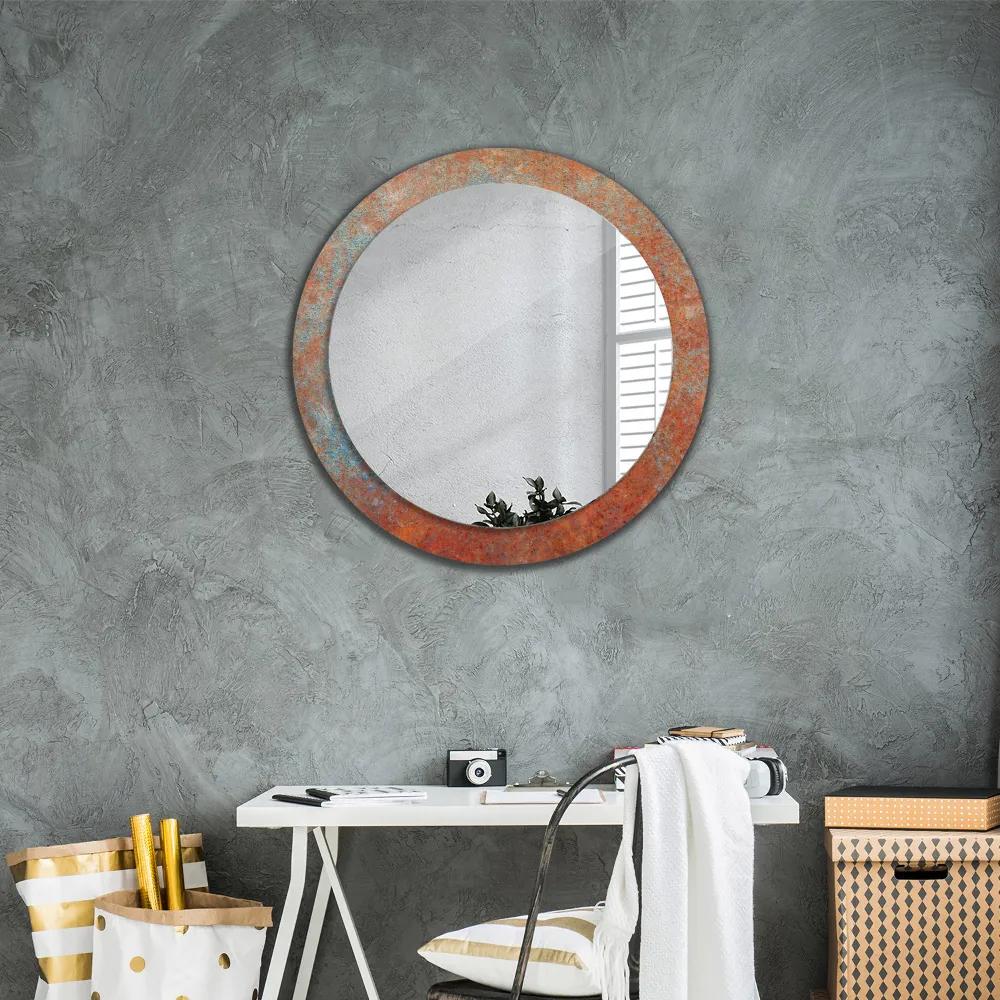 Kulaté dekorativní zrcadlo na zeď Rezavý kov fi 80 cm