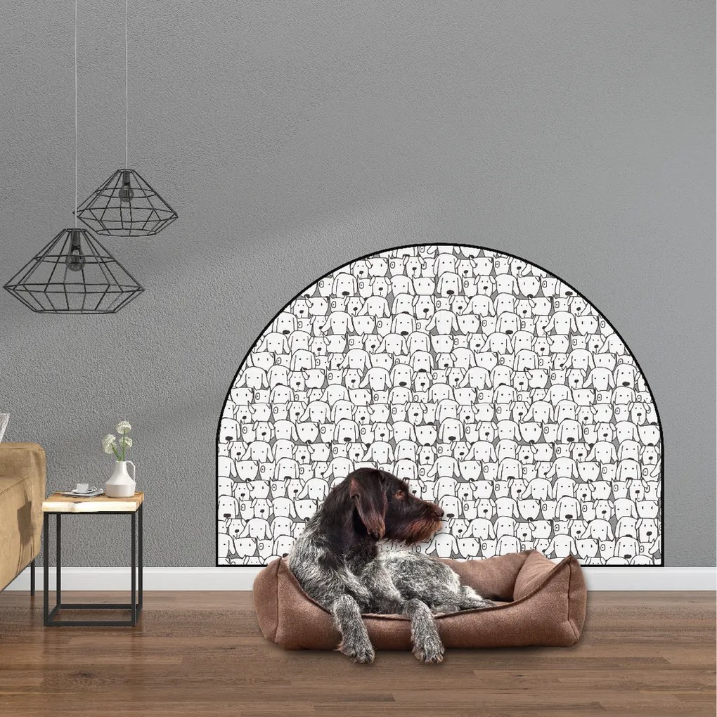 PIPPER. Ochranná textilní nálepka na zeď - Oblouk - Psi Velikost: 120x96cm, Jméno: Se jménem