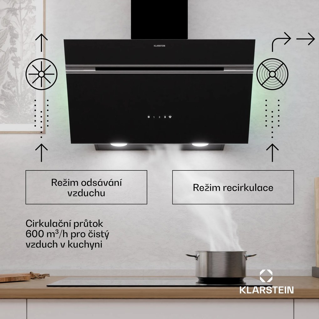 Klarstein Alina digestoř | 70 cm | 600 m³/h | Tichá | Energetická třída A