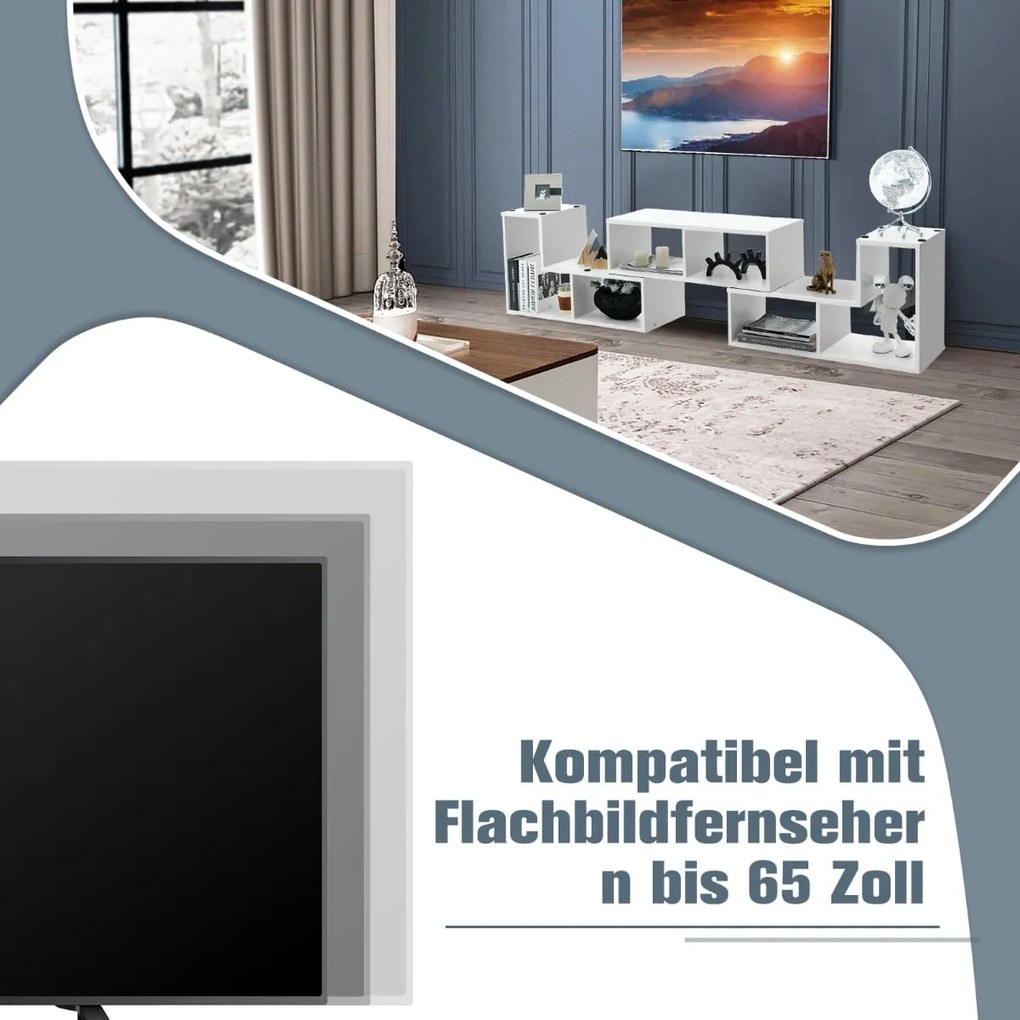 Costway 3dílná dřevěná TV skříňka pro TV do 65" Volně kombinovatelný TV stolek