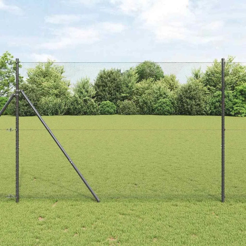 Hexagonální kotvení plotu 25 x 1,6 m Ocel potažená PVC Šedá 3352829