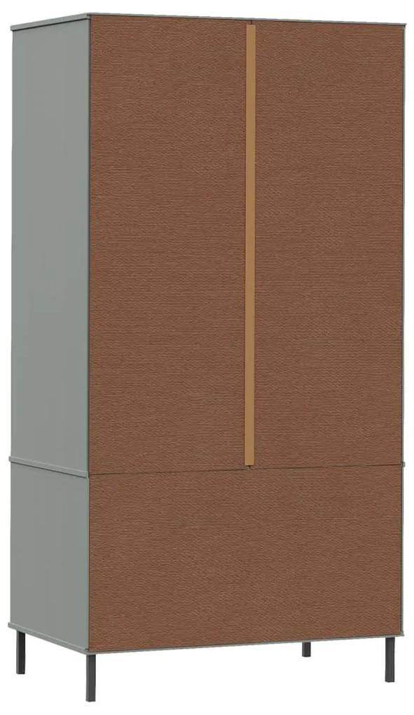 Šatní skříň Oslo s kovovými nohami - masivní dřevo - 90x55x172,5 cm | šedá
