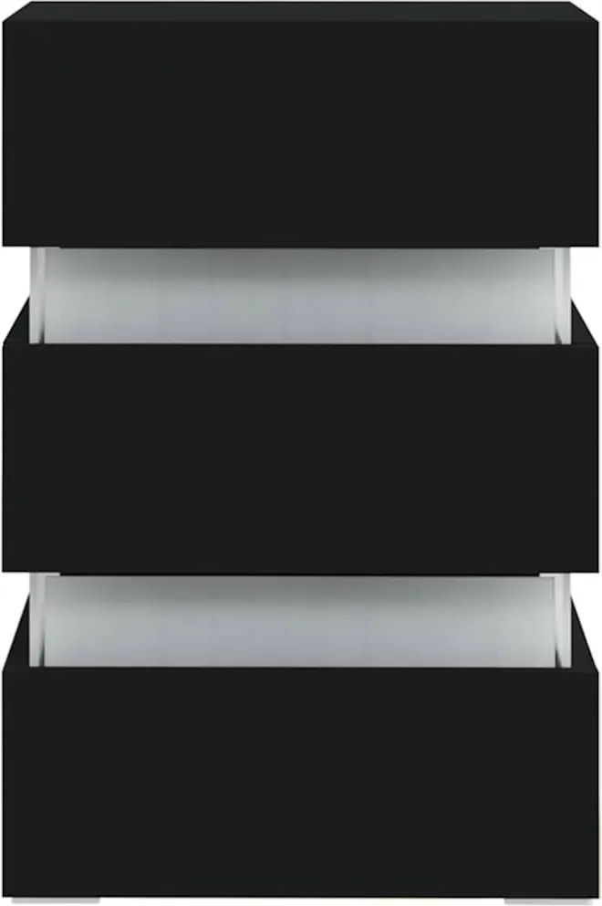 Noční stolek s LED černý 45 x 35 x 67 cm kompozitní dřevo 326841
