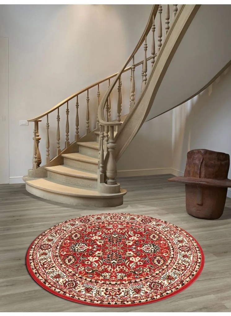 Sintelon, Kusový koberec Teheran Practica 59/CVC kruh, 160x160 (průměr) kruh, červená, chodba / předsíň