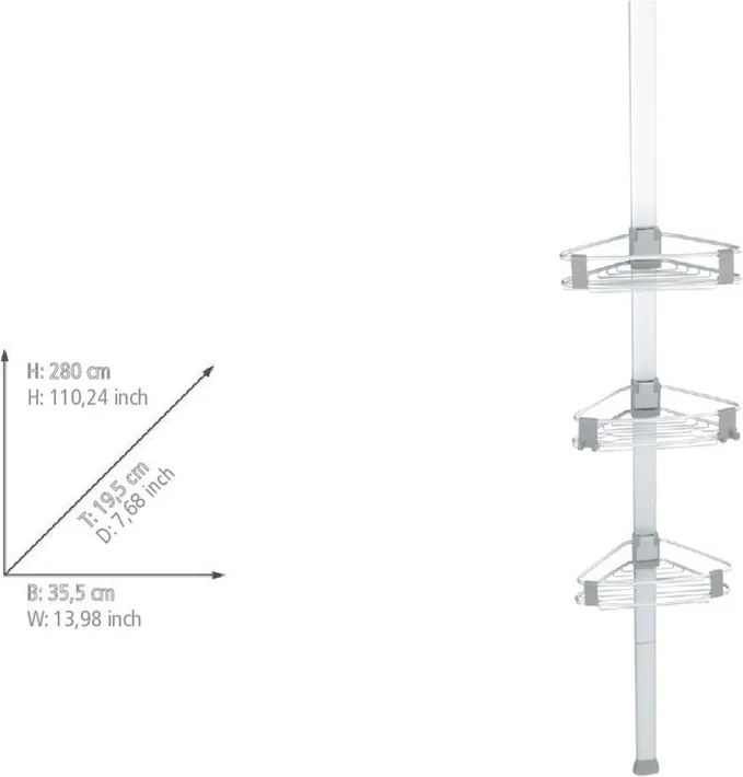 Teleskopická hliníková koupelnová polička v matně stříbrné barvě Purio – Wenko