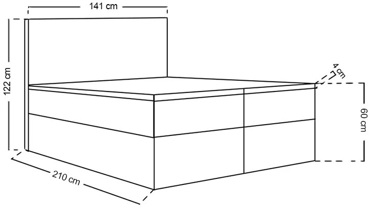 Eka Kontinentální čalouněná postel Luxurious - Cassablanca (140x200 cm) Barva látky Trinity: (2324) Rubínová