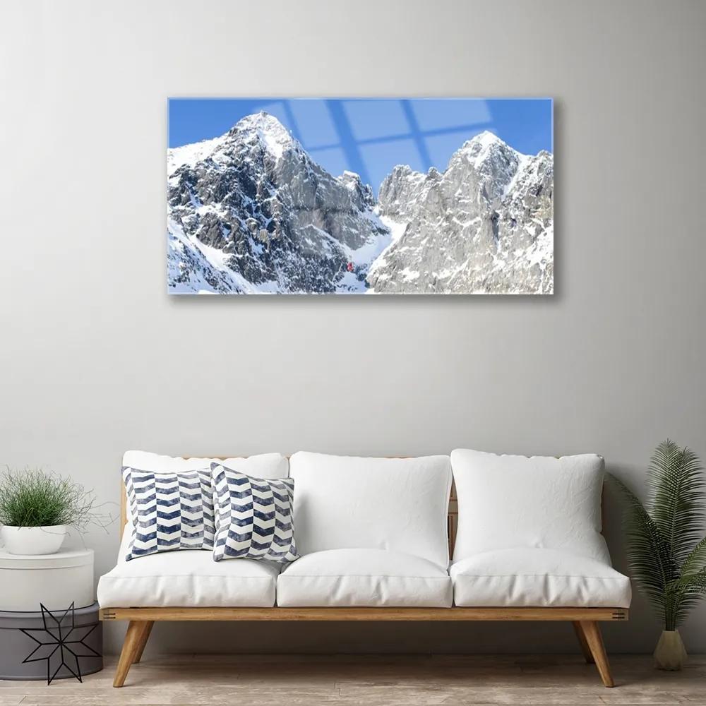 Obraz na skle Hora Sníh Krajina 120x60 cm