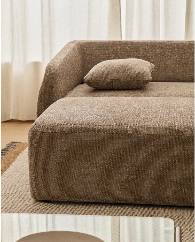 Taupe žinylková rozkládací rohová pohovka (pravý roh/s lenoškou) Laira – Kave Home