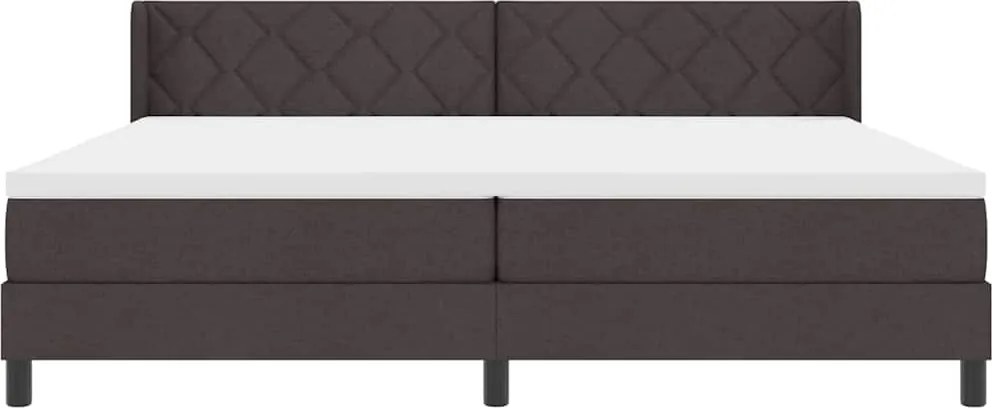 Postel s boxspringem s čelo Tmavě hnědá 200 x 200 cm textil 3341191