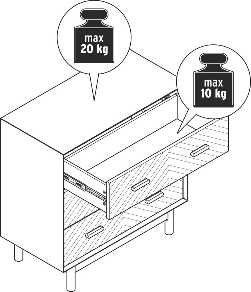Tchibo - Komoda se zásuvkami z jasanového dřeva - barva: hnědá