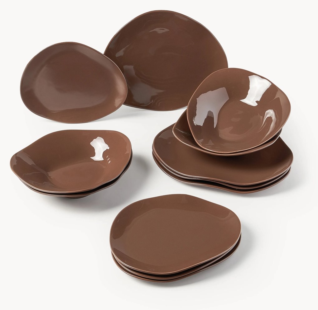 Sada porcelánového nádobí v organickém tvaru Joana, pro 4 osoby, 12 dílů