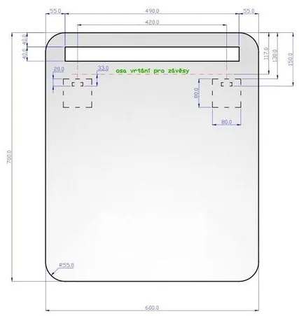 EBS Ariane Zrcadlo 60 x 70 cm s LED osvětlením s vypínačem S_ARIANE6070