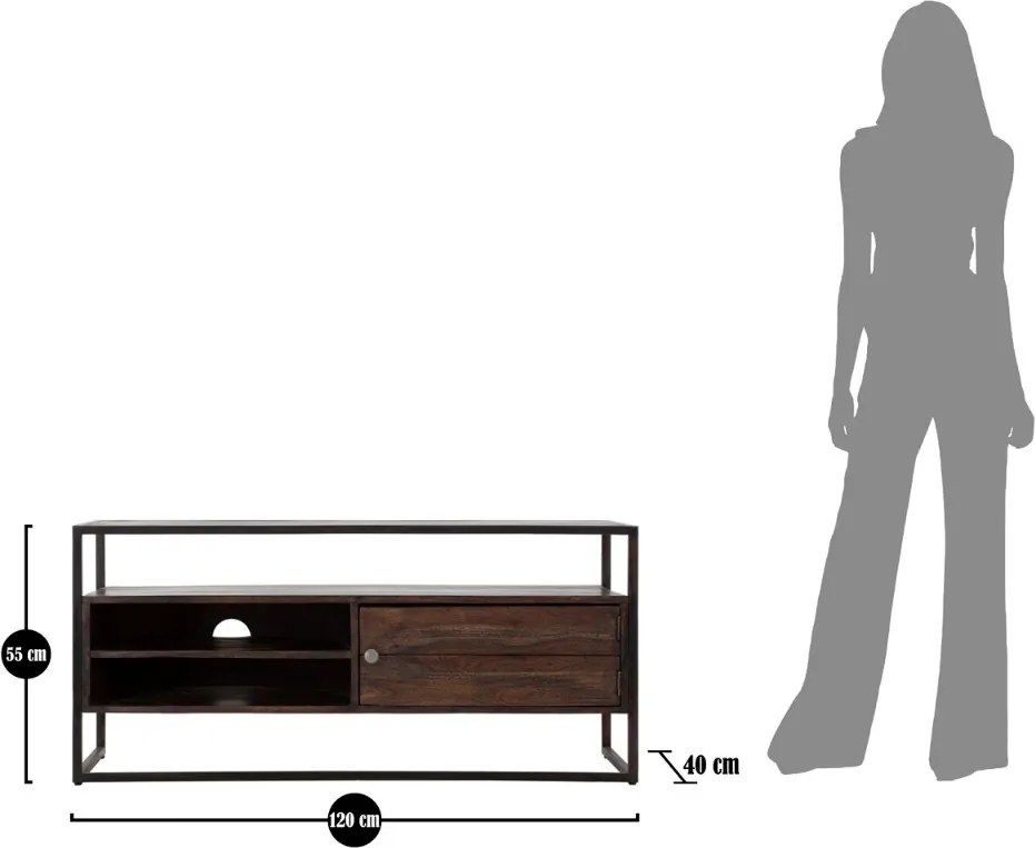 Designový TV stolek Yashpal 120 cm hnědý