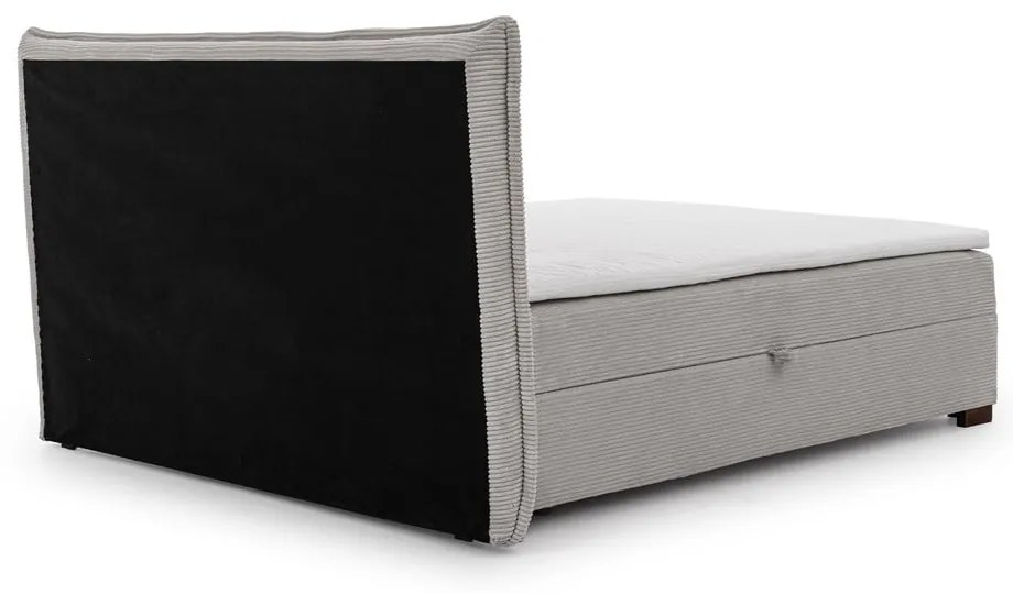 Světle šedá boxspring postel s úložným prostorem 140x200 cm Lysa – Ropez